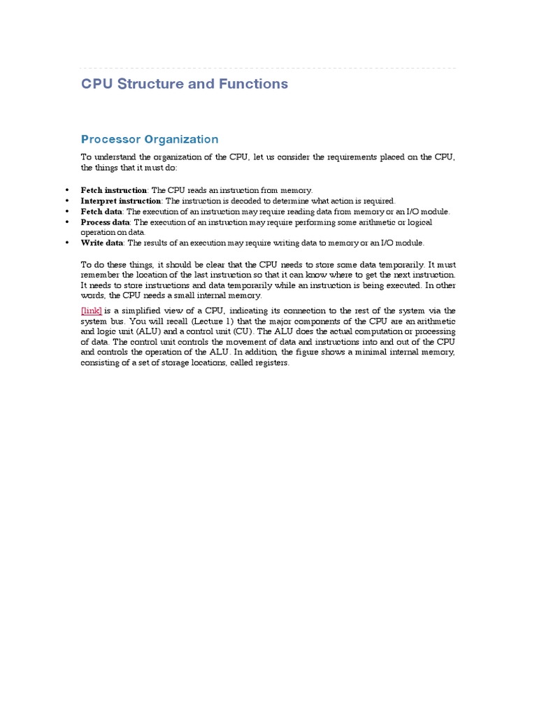 CPU Structure and Functions: Processor Organization | PDF | Instruction ...