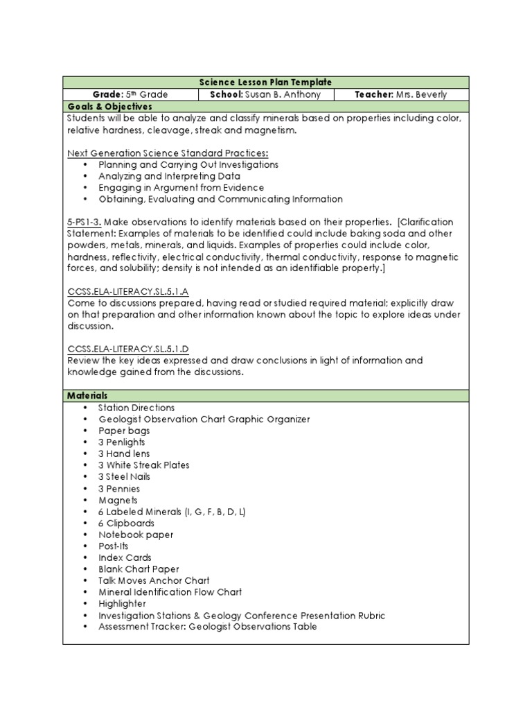 Term III Science Lesson Plan (Original) | PDF | Minerals | Geology