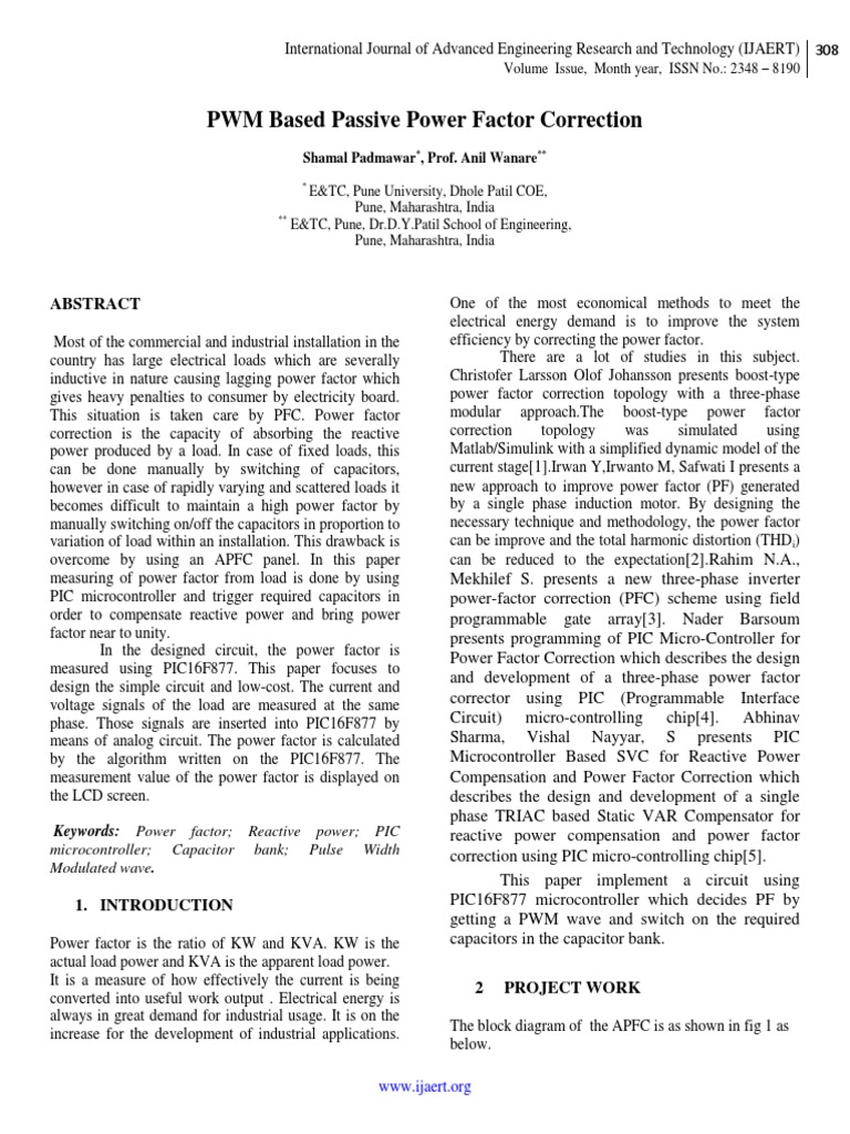 PWM Based Passive Power Factor Correction | PDF | Capacitor | Engineering