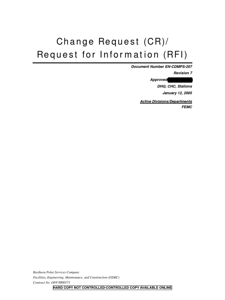 Change Request (CR) / Request For Information (RFI) | PDF | Request For ...