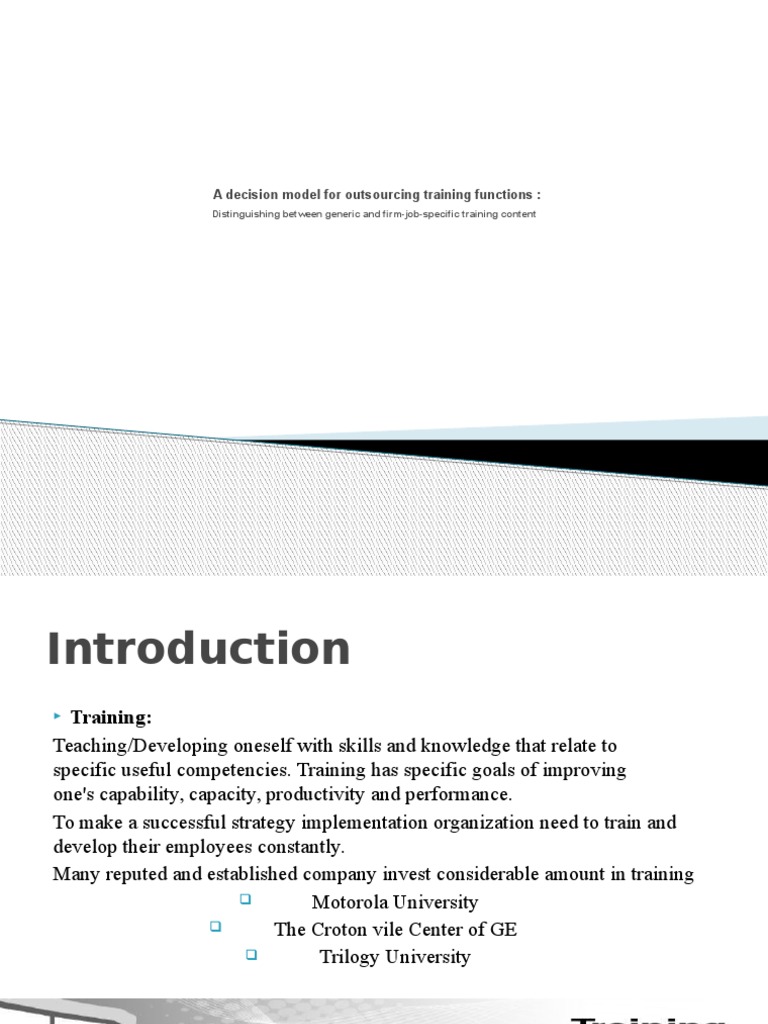 A Decision Model For Outsourcing Training Functions | PDF | Outsourcing ...