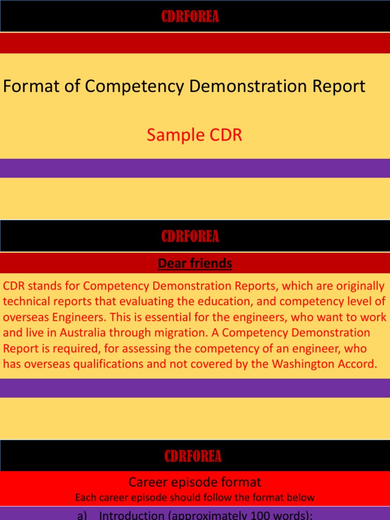 Format of CDR- Competency Demonstration Report | Competence (Human ...