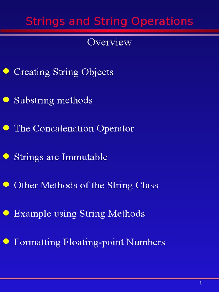 Strings and String Operations | PDF | String (Computer Science) | Java (Programming Language)