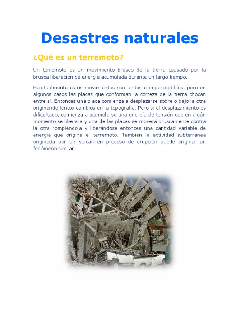 Desastres Naturales Taller | PDF | Temblores | Tsunami