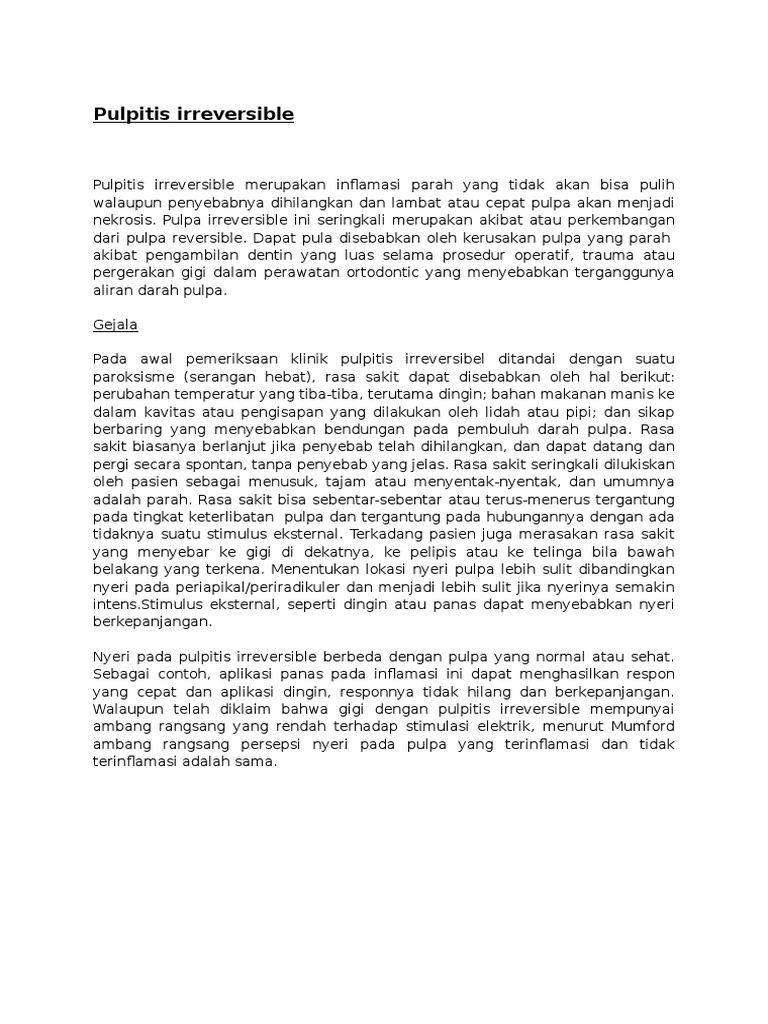 Pulpitis Irreversible | PDF