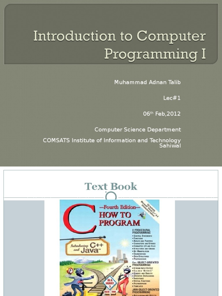 Muhammad Adnan Talib Lec#1 06 Feb, 2012 Computer Science Department ...