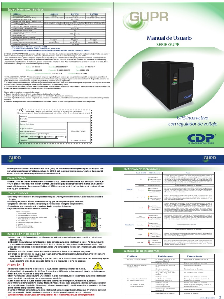 Guia de Usuario - UPS | PDF | Batería (electricidad) | Red de computadoras