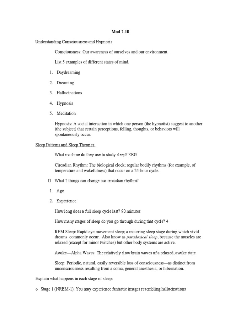 AP Psychology Module 7-10 | PDF | Psychoactive Drugs | Sleep