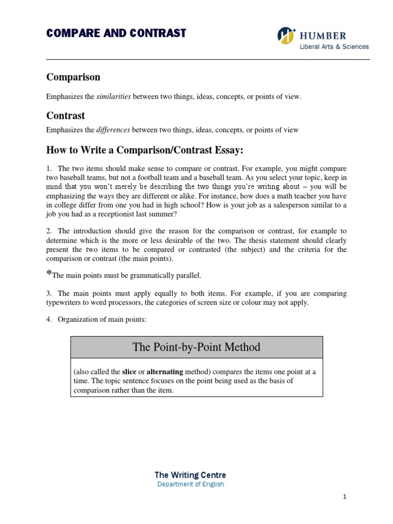 Compare and Contrast Essay PDF | PDF | Homework | Secondary School