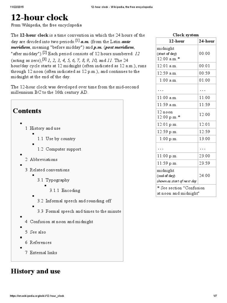 12 Hour Clock: Meridiem, Meaning "Before Midday") and P.M. (Post ...