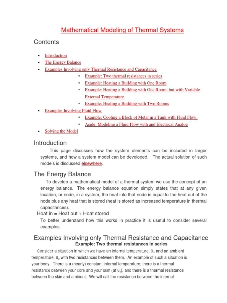 Math Modeloing of Thermal Systems1 | Download Free PDF | Heat | Capacitor