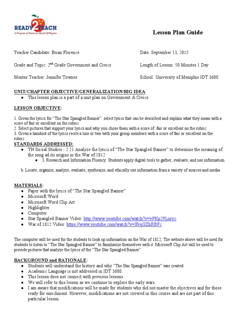 Edtpa Lesson Plan 2 2 | PDF | Lesson Plan | Rubric (Academic)