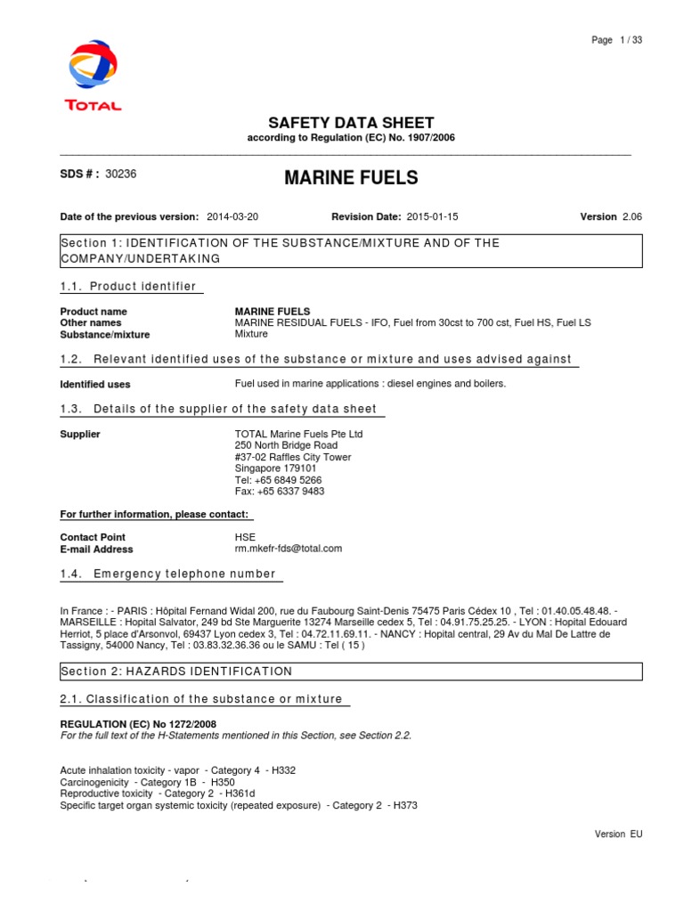 Msds Fuel Oil | Toxicity | Personal Protective Equipment
