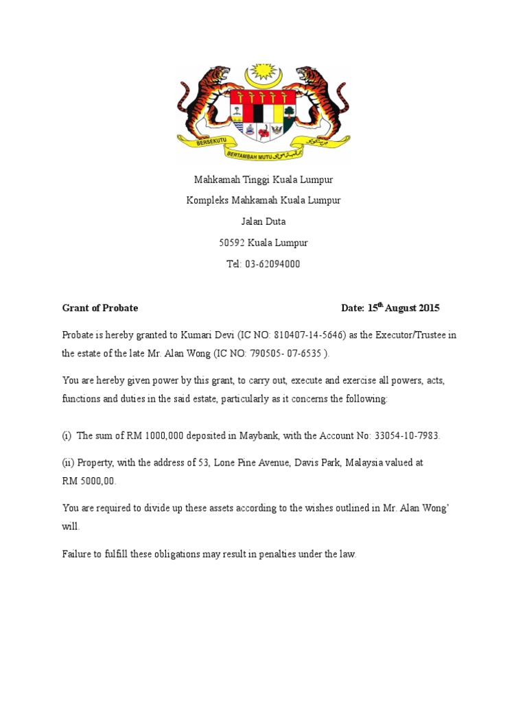 Grant of Probate | PDF