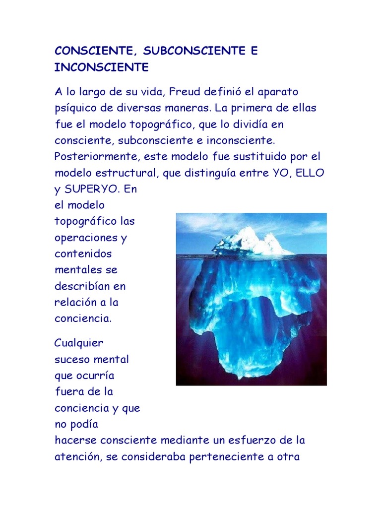 Consciente y el subconsciente. | Mente inconsciente | Carné de identidad