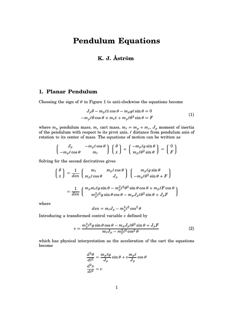 1 Pendulum Equations | PDF | Trigonometric Functions | Teaching Mathematics