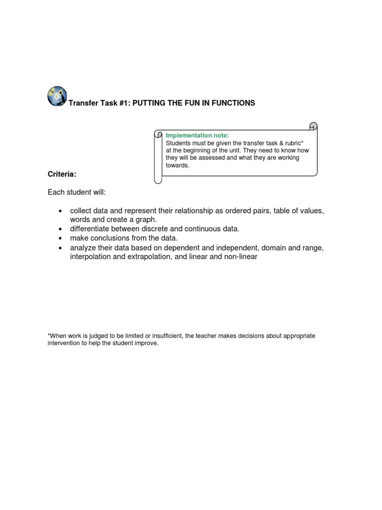 Relations and Functions Performance Task | PDF | Interpolation ...