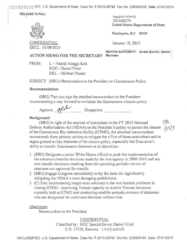 Clinton Guantanamo Memo | PDF
