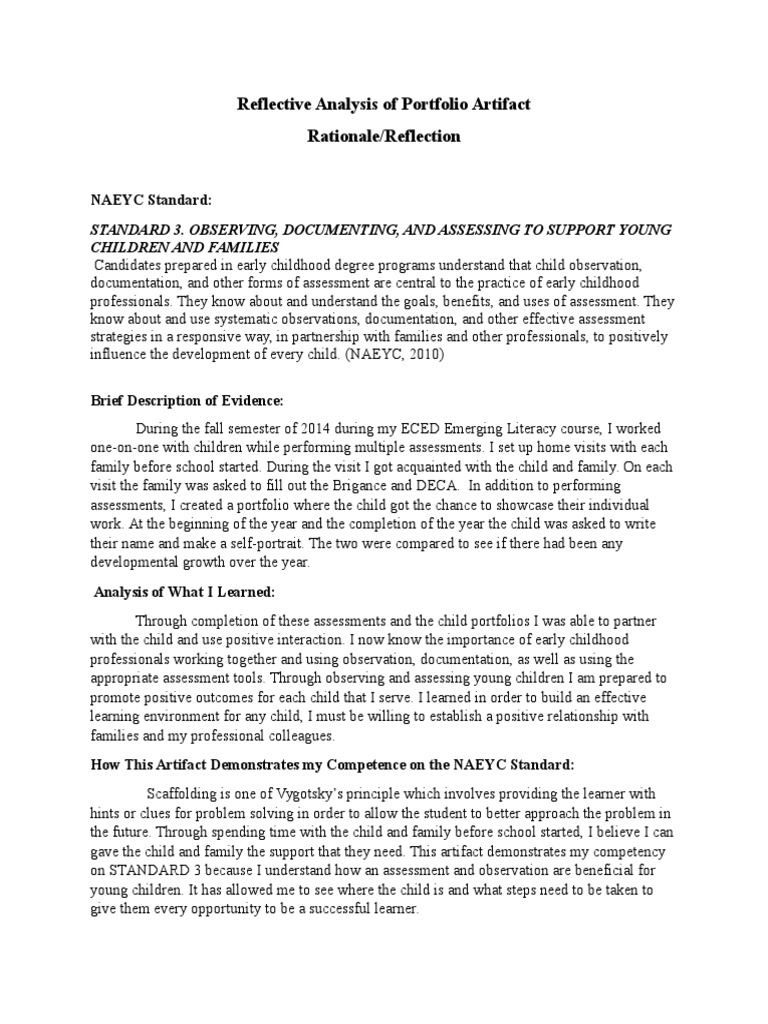 Standard 3 Rationale and Reflection | PDF | Early Childhood Education ...
