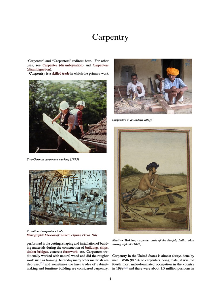 Carpentry: Carpenter (Disambiguation) Carpenters (Disambiguation) Skilled Trade | PDF ...