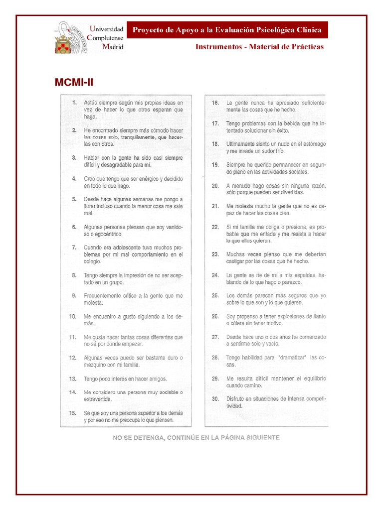 MCMI-II Overview and Details | PDF