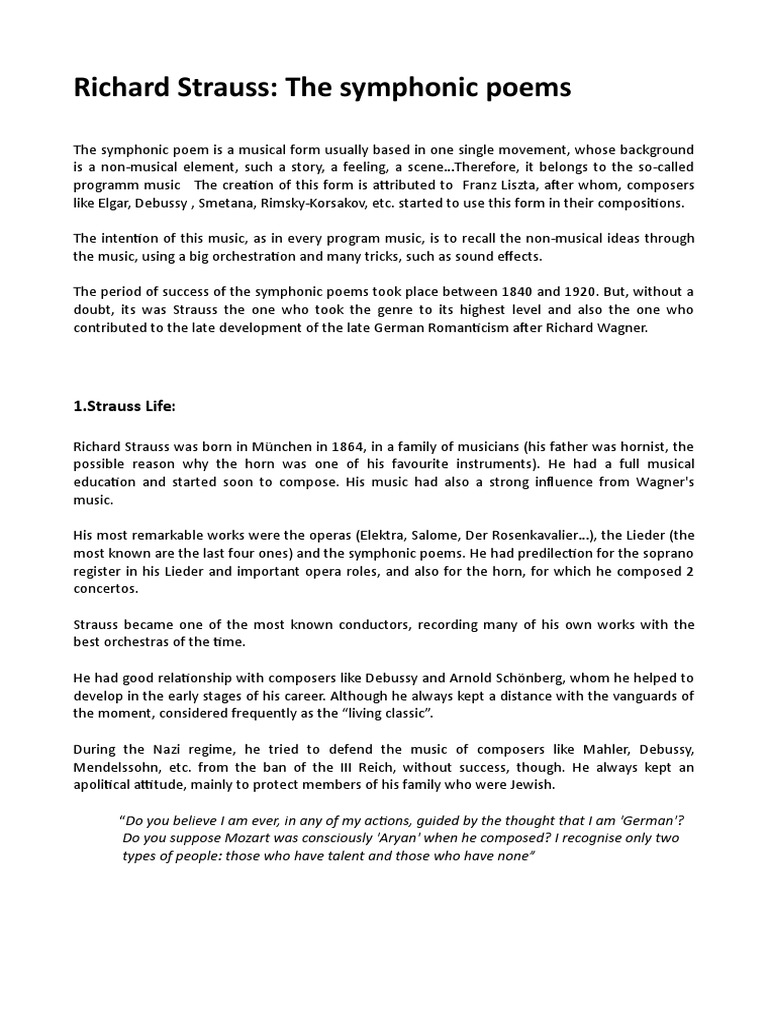 Richard Strauss, The Symphonic Poems | PDF | Richard Strauss | Don Juan