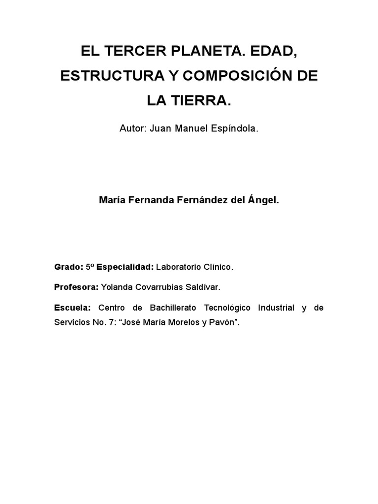El Tercer Planeta | PDF | Tierra | Estructura de la tierra
