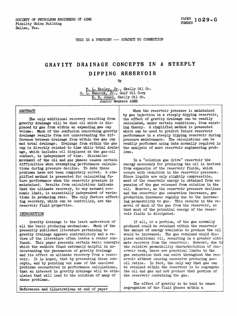 Gravity Drainage Concepts in A Steeply Dipping Reservoir | PDF ...