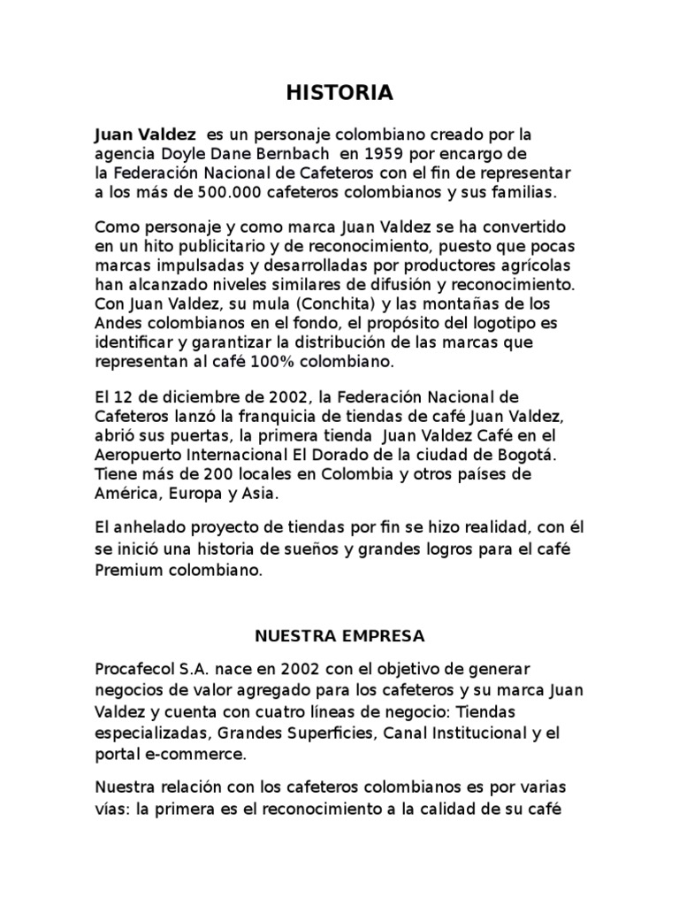 Historia de Juan Valdez y su marca | PDF | Economias | Economía (general)