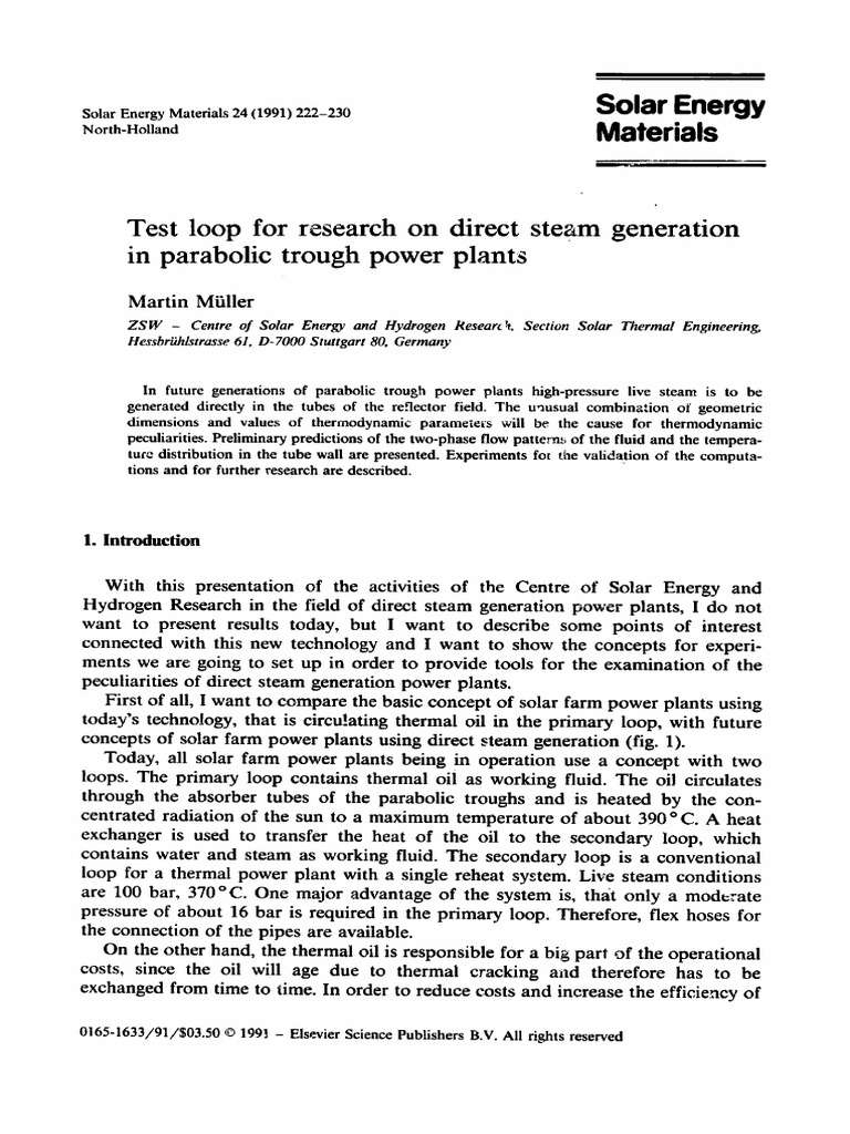 1991 - Test Loop For Research On Direct Steam Generation in Parabolic ...