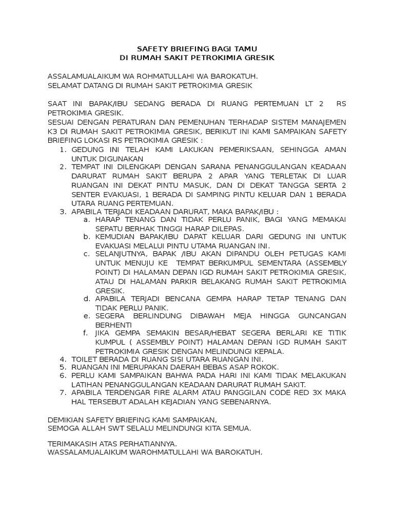 Safety Briefing | PDF