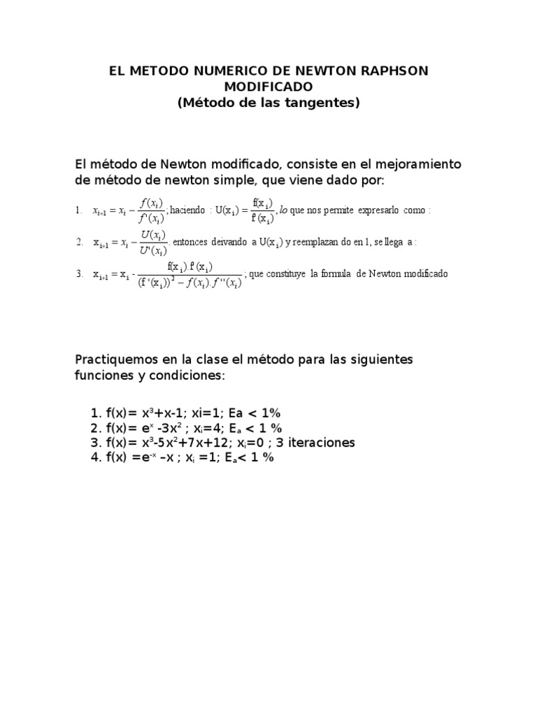 El Metodo Numerico de Newton Raphson Modificado | PDF