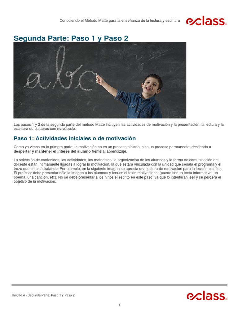 Pasos 1 y 2 del Método Matte | PDF | Escritura | Aprendizaje