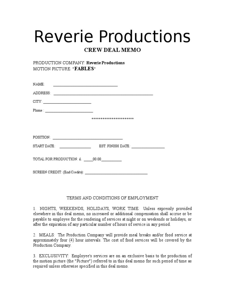 Crew Contract | Copyright | Employment