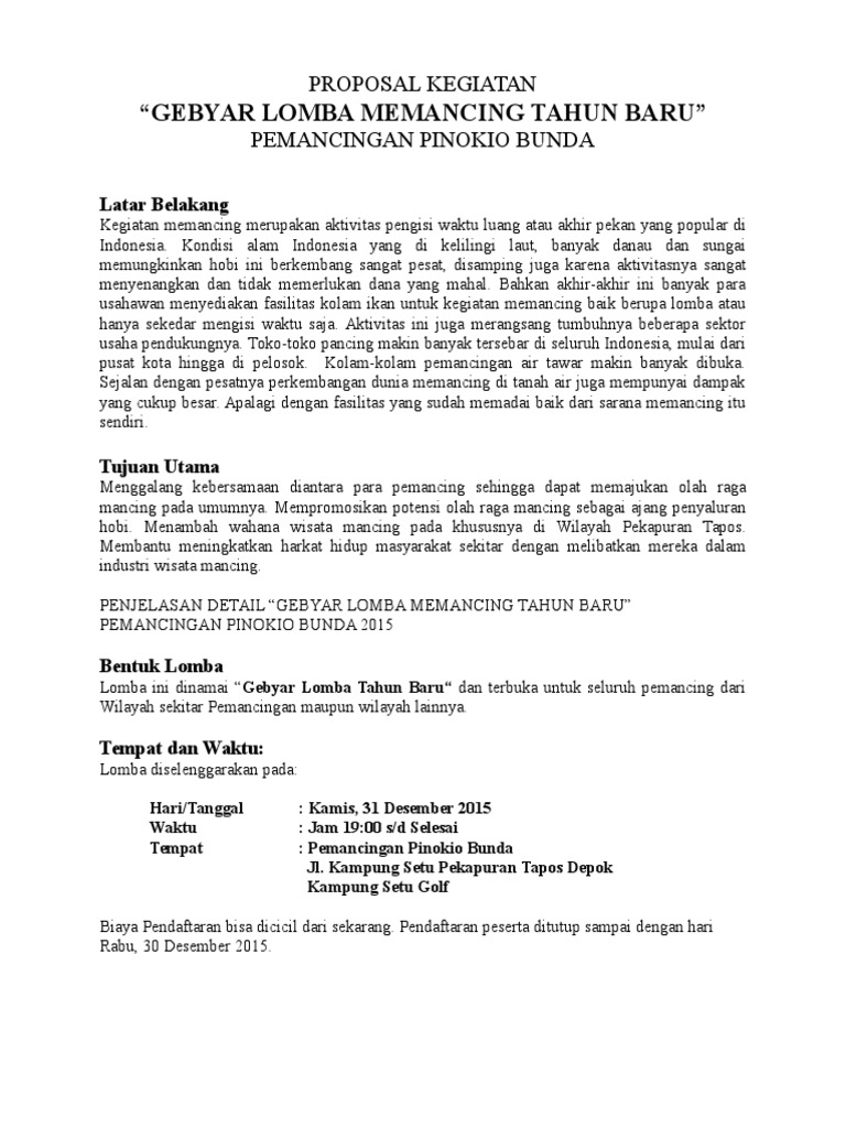 Proposal Lomba Mancing | PDF | Bisnis | Pengelolaan Keuangan & Uang