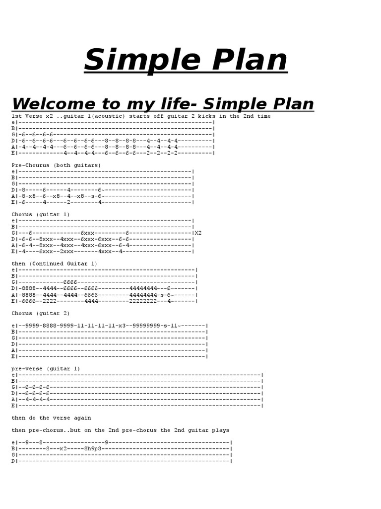 Welcome To My Life-Simple Plan | PDF | Song Structure | Musical ...