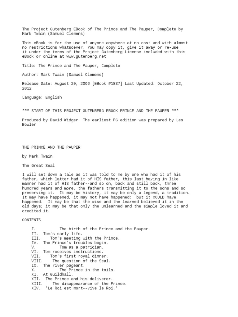 The Prince and The Pauper | PDF | Thou | The Prince And The Pauper