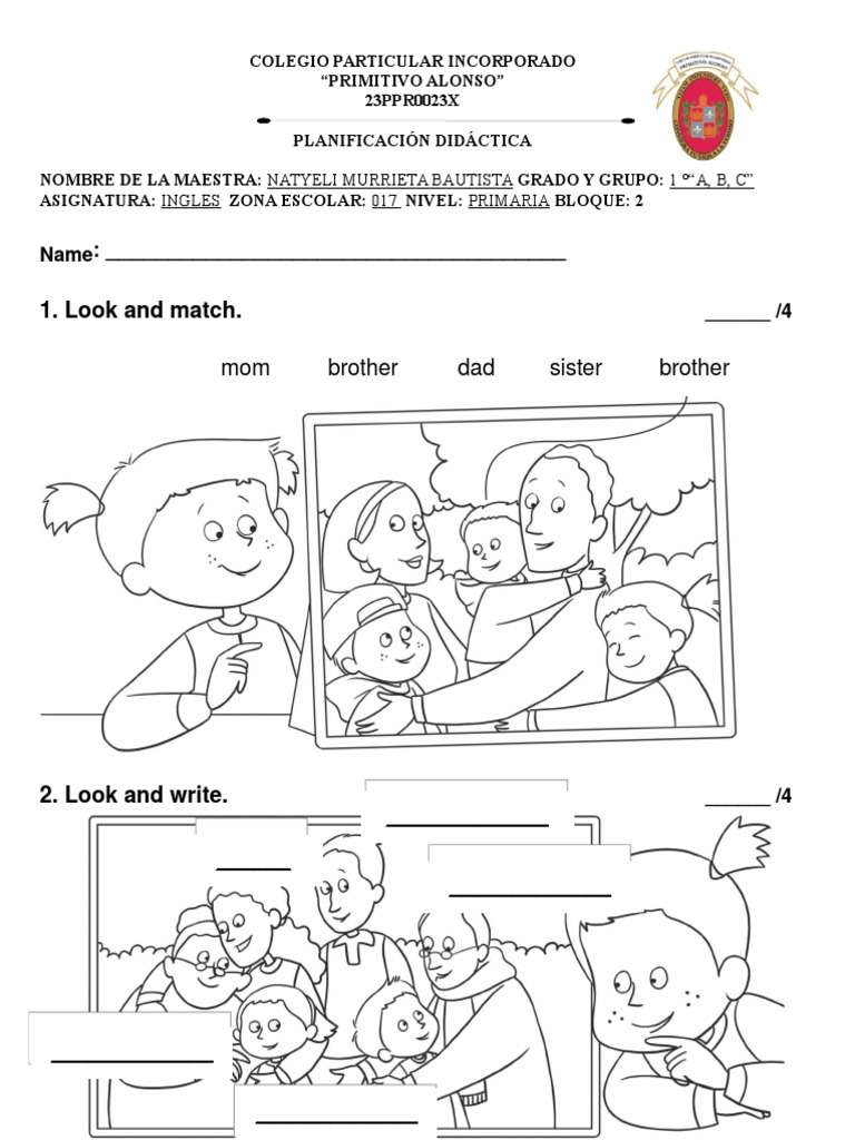 Look and Match.: Brother Sister Dad Brother Mom | PDF