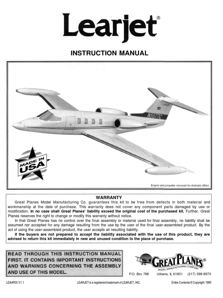 Lear Jet Manual Planos Geat Plane | PDF | Aircraft | Nature