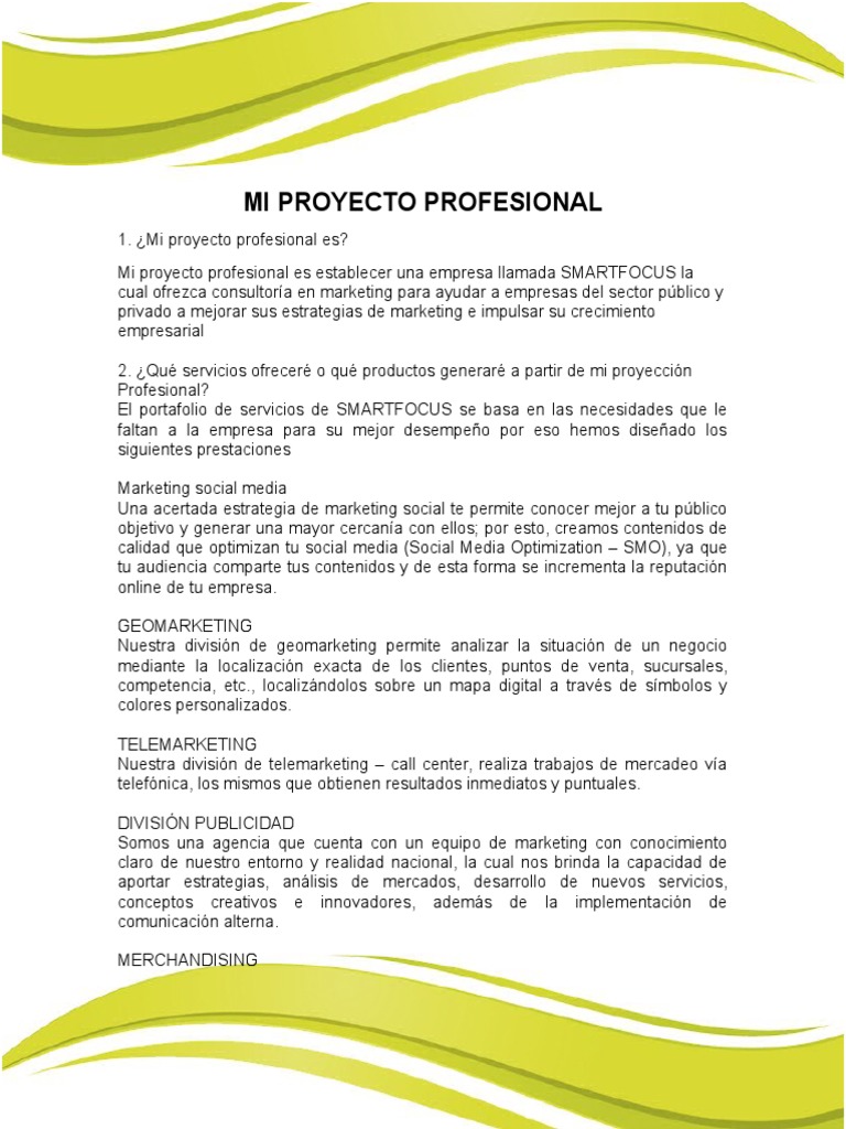 Mi Proyecto Profesional | Marketing | Liderazgo