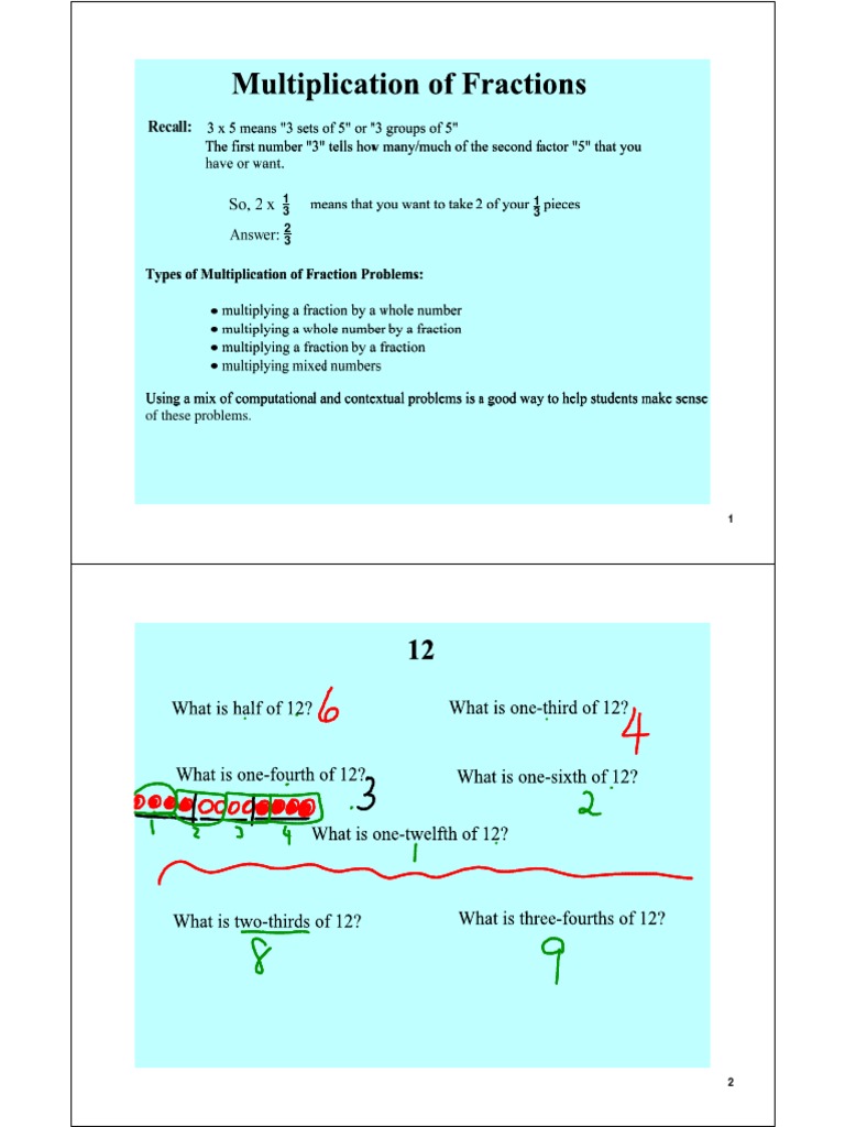 Multiplication of Fractions Smartboard Presentation f08 | PDF ...