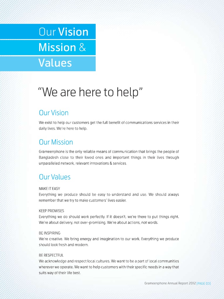 Grameenphone 2012 Vision and Values | PDF