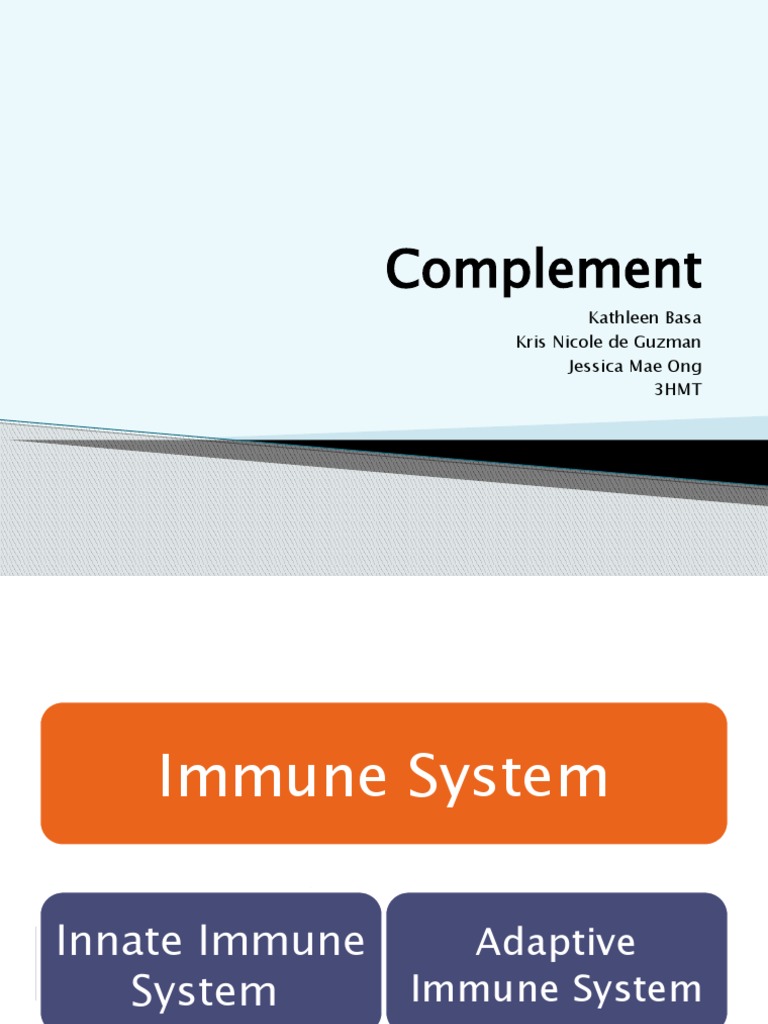 Complement: Kathleen Basa Kris Nicole de Guzman Jessica Mae Ong 3Hmt | PDF | Complement System ...