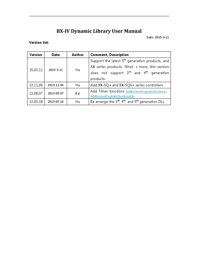 2015 BX-IV Dynamic Library User Manual | PDF | Library (Computing) | Parameter (Computer ...