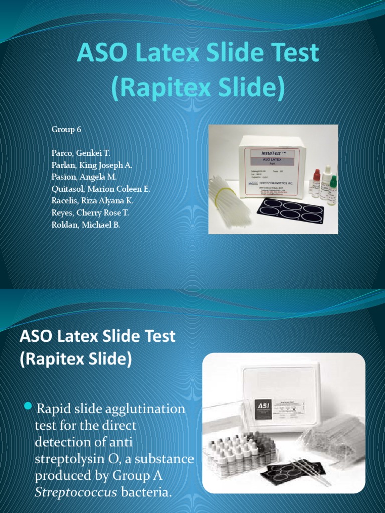 ASO Latex Slide Test (Rapitex Slide) | PDF | Streptococcus | Medical ...