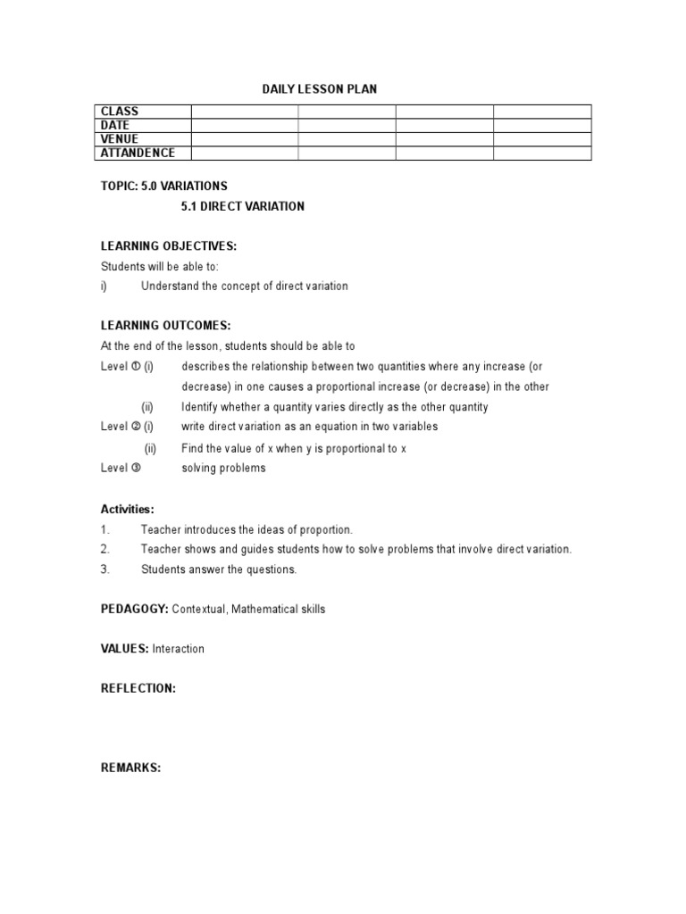 Variation | PDF | Lesson Plan | Epistemology