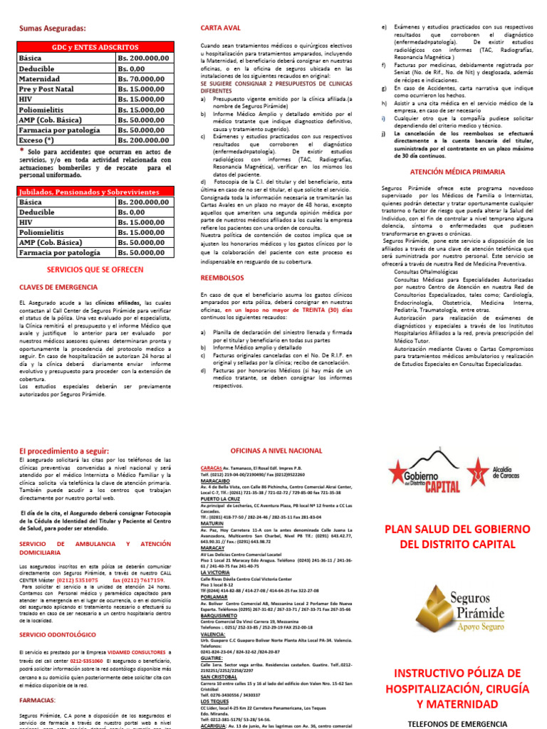 Triptico Seguros Piramide | PDF | Hospital | Póliza de seguros