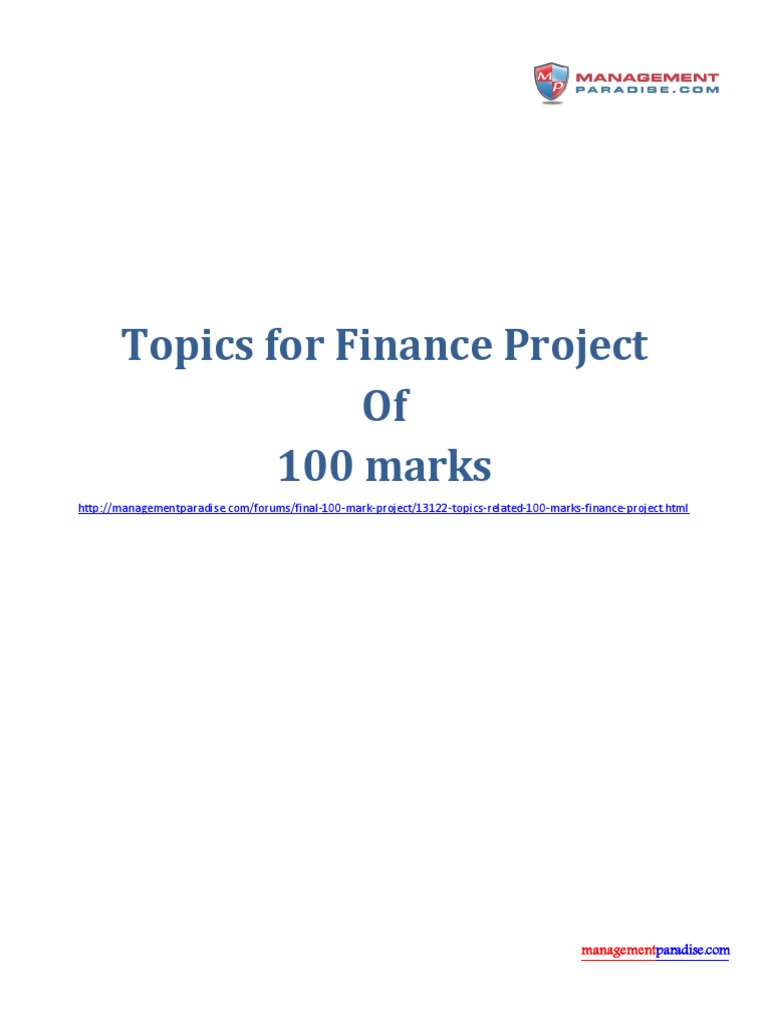 Finance Project Topics List | PDF