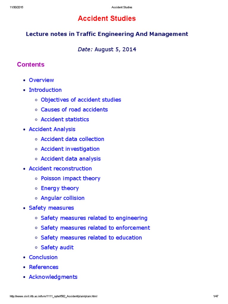 Accident Studies | PDF | Traffic Collision | Collision
