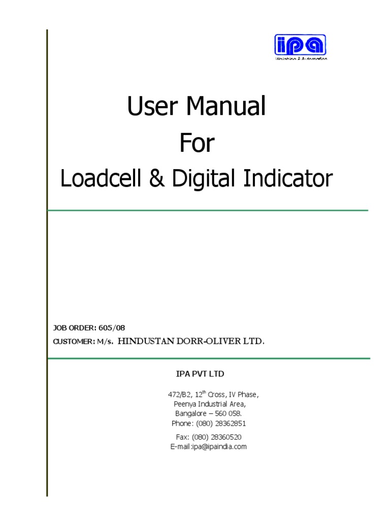 IPA Load Cel and TXR Manual | PDF | Power Supply | Electrical ...